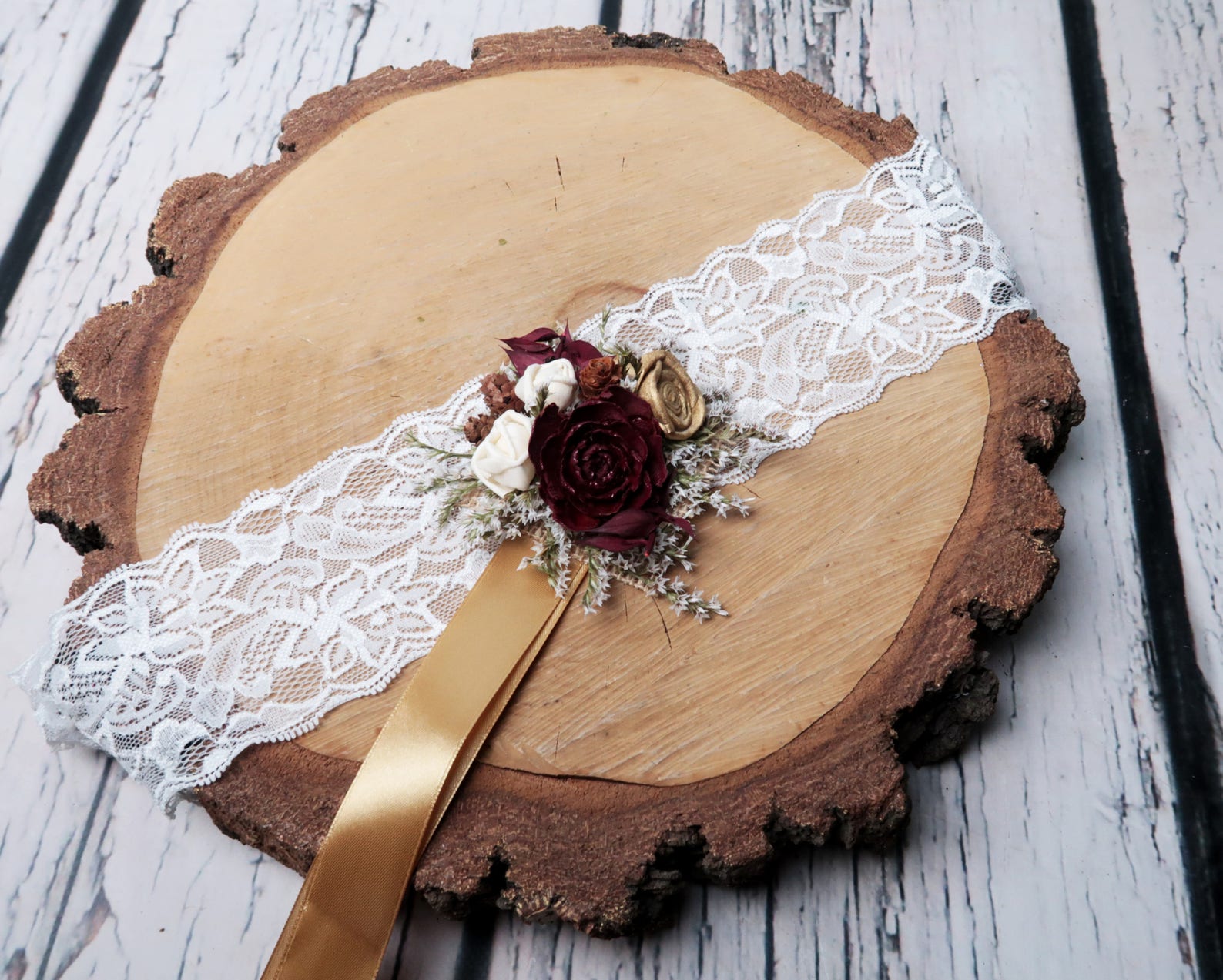 Cedar Rose Pine Cone Rustic Burgundy Gold Wedding Rustic WRIST | Etsy