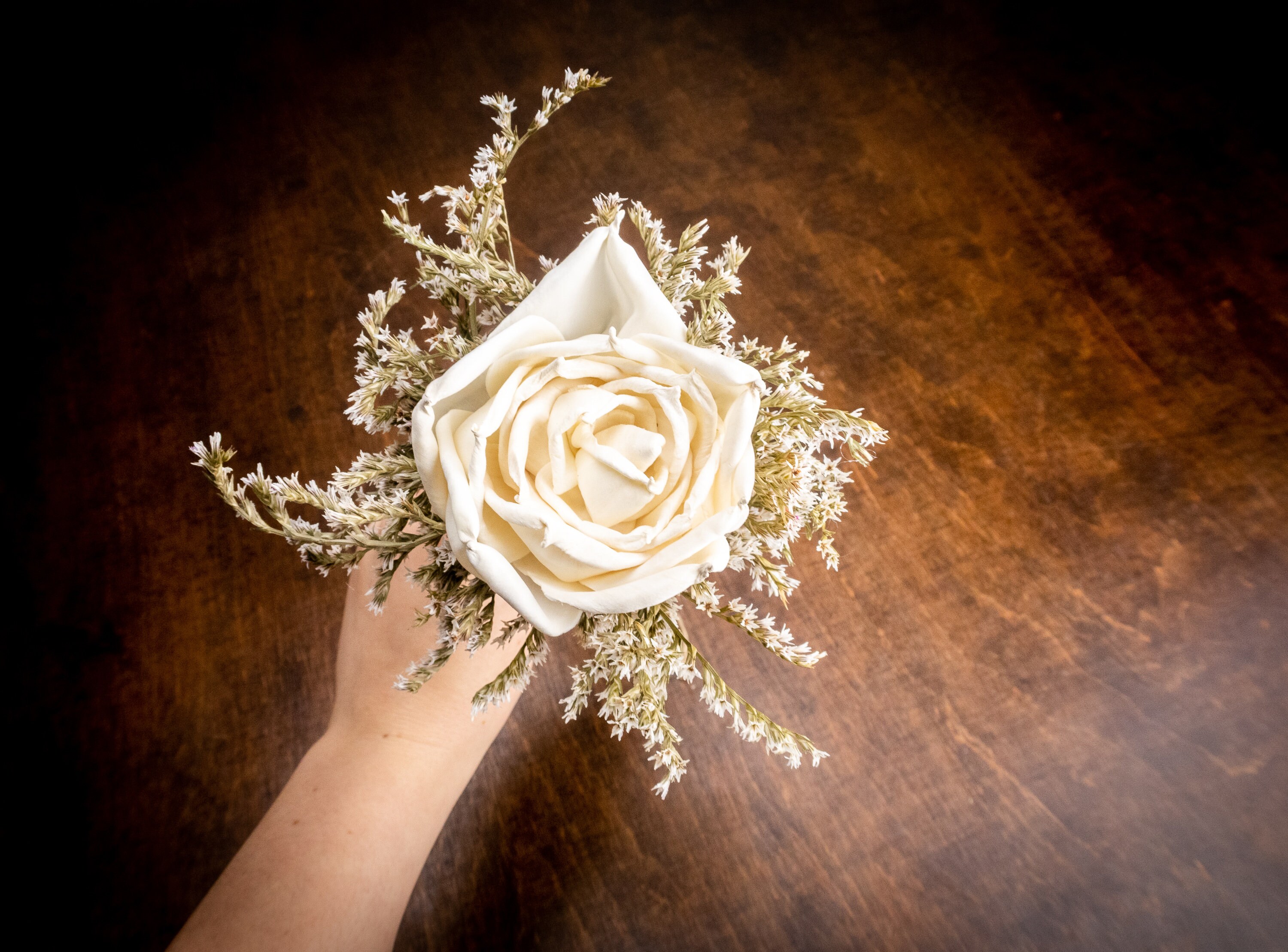 Ivory sola rose flower girl wand rustic wedding burlap | Etsy