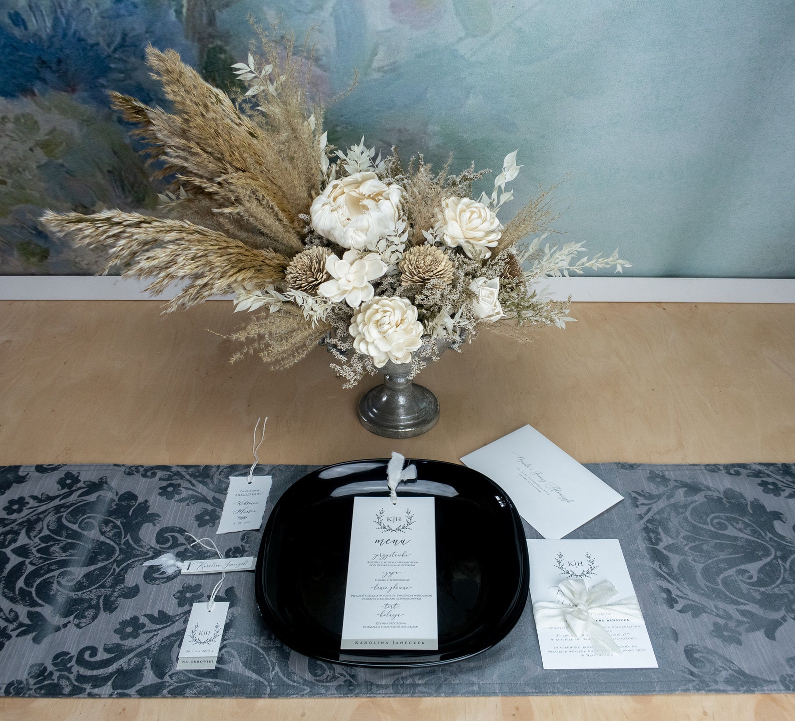 Glamour Wedding Pampas Grass Table Decor Silver Vase Table - Etsy