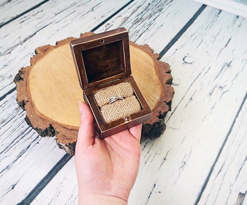 Rustic Engagement Ring Box Rustic Wedding Custom Engraved - Etsy