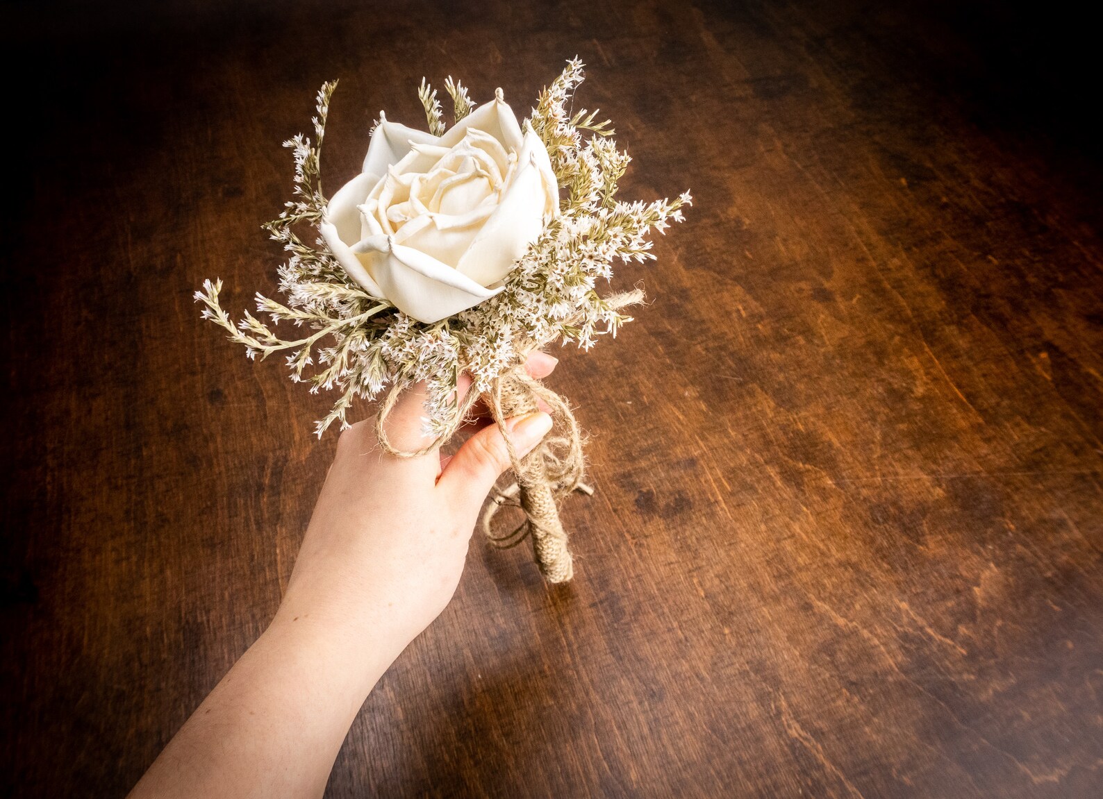 Ivory Sola Rose Flower Girl Wand Rustic Wedding Burlap | Etsy