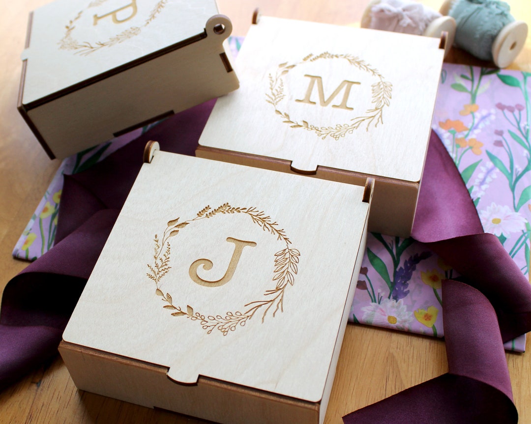 Small Wooden Box | 4x4x1.25 Inch | Personalized Wood Bracelet Jewelry ...