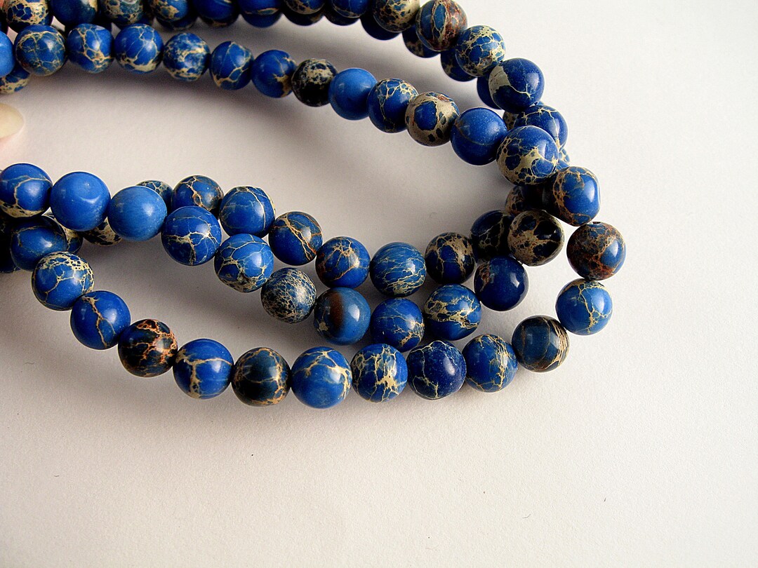 Lot de 60 perles jaspe impérial bleu beige marbré 4mm - Etsy France