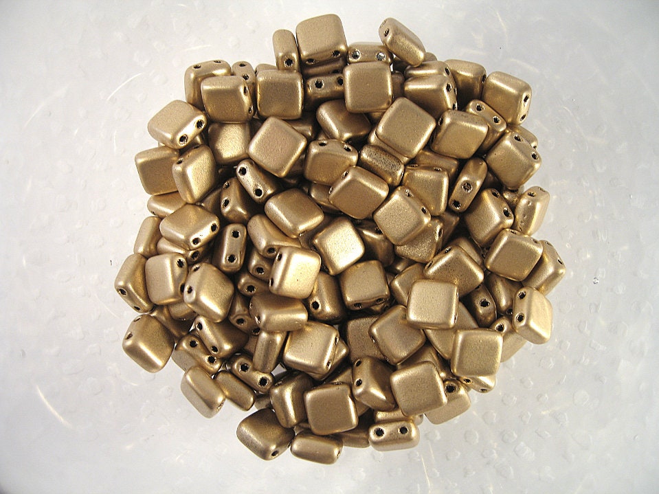Set of 10 or 30 Tile Beads Gold Matte Glass 6mm - Etsy UK