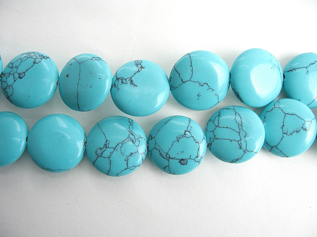 Imitation Turquoise Stone Beads Round Pastille 16mm Lot of 4pcs - Etsy ...