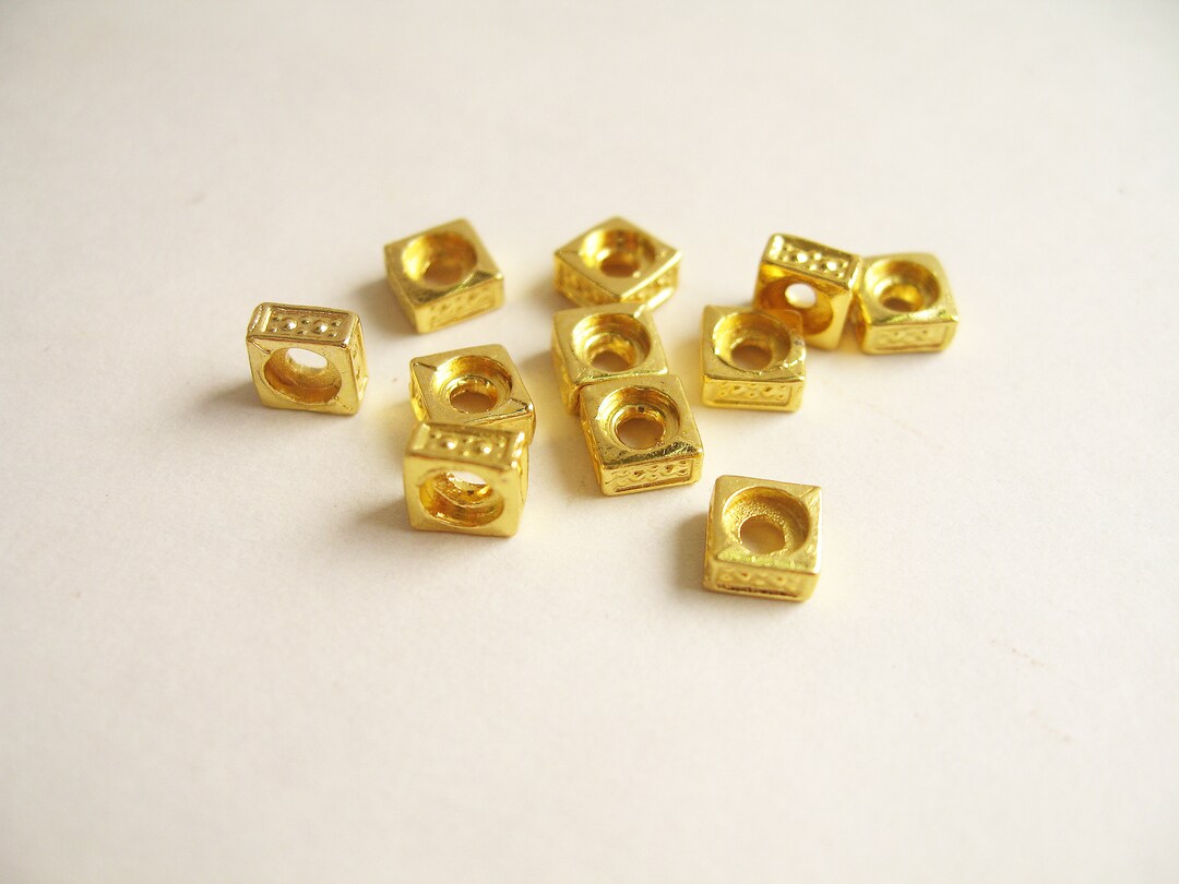 Lot of 20 Square Beads Engraved in Long-lasting Gold-plated Metal 5 Mm ...