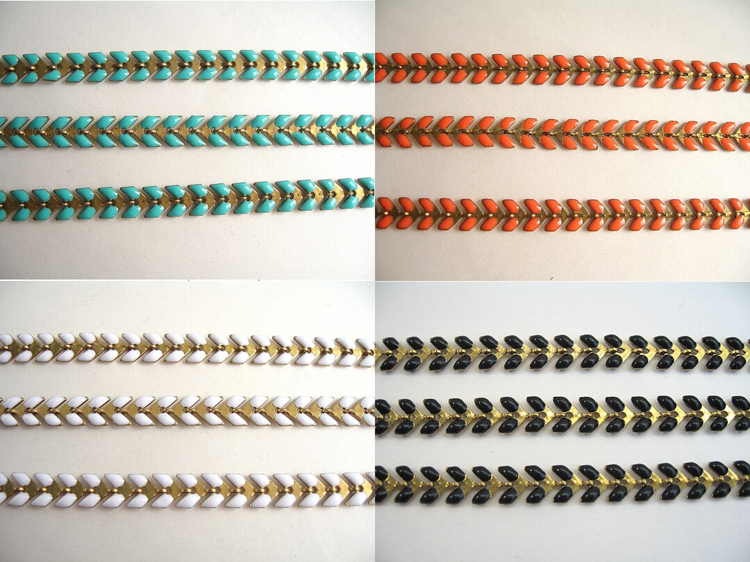 Set of 20cm Gold Fish Chevron Chain, Turquoise Green, Orange, White or ...