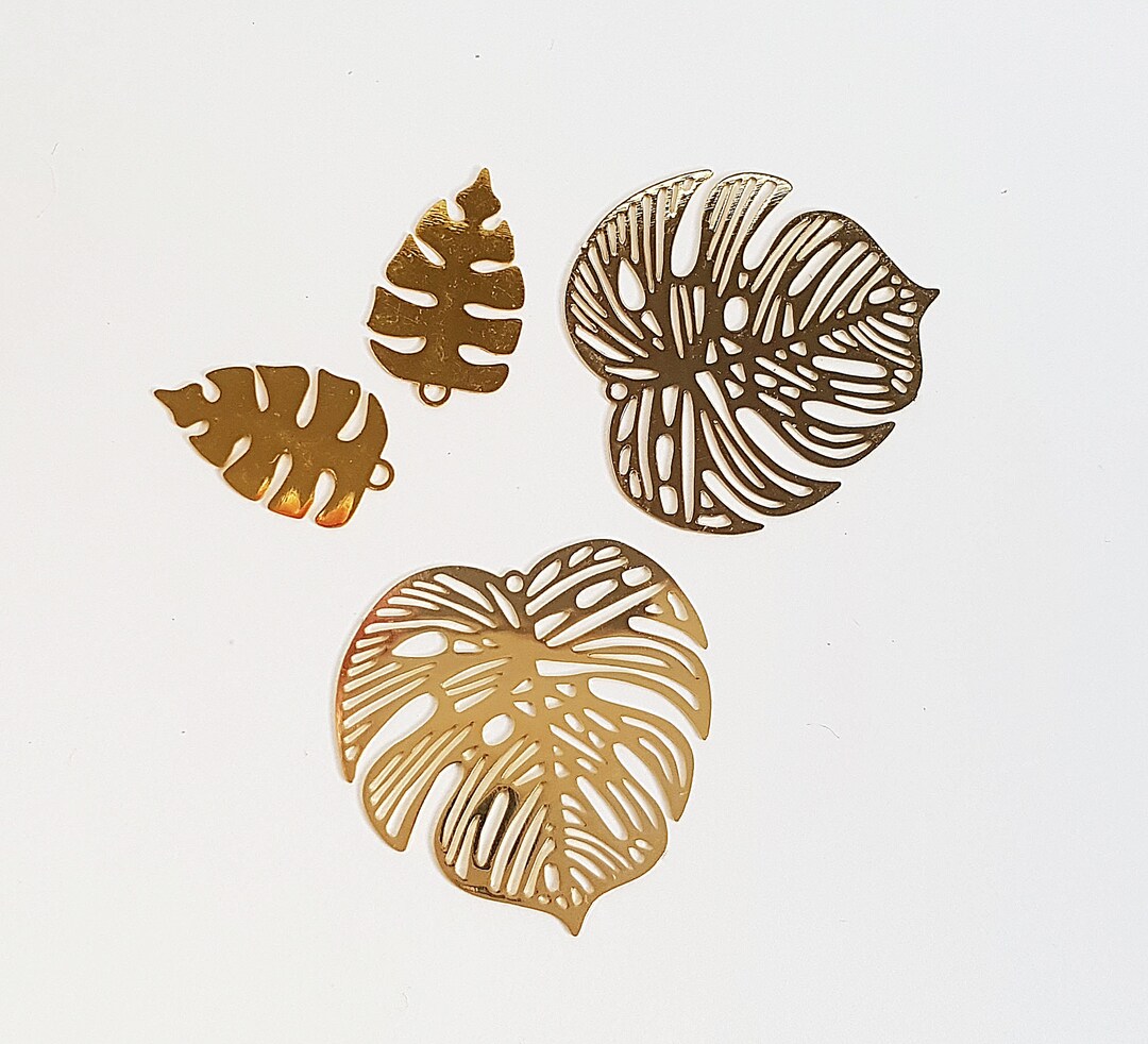 Gold Metal Monstera Leaf Pendants 32x32mm or 19x23mm - Etsy