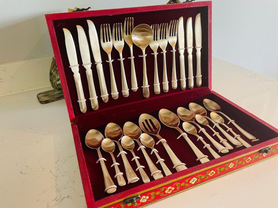 Pure Bronze Cutlery Set in a Hand-painted Exclusive Box - Etsy