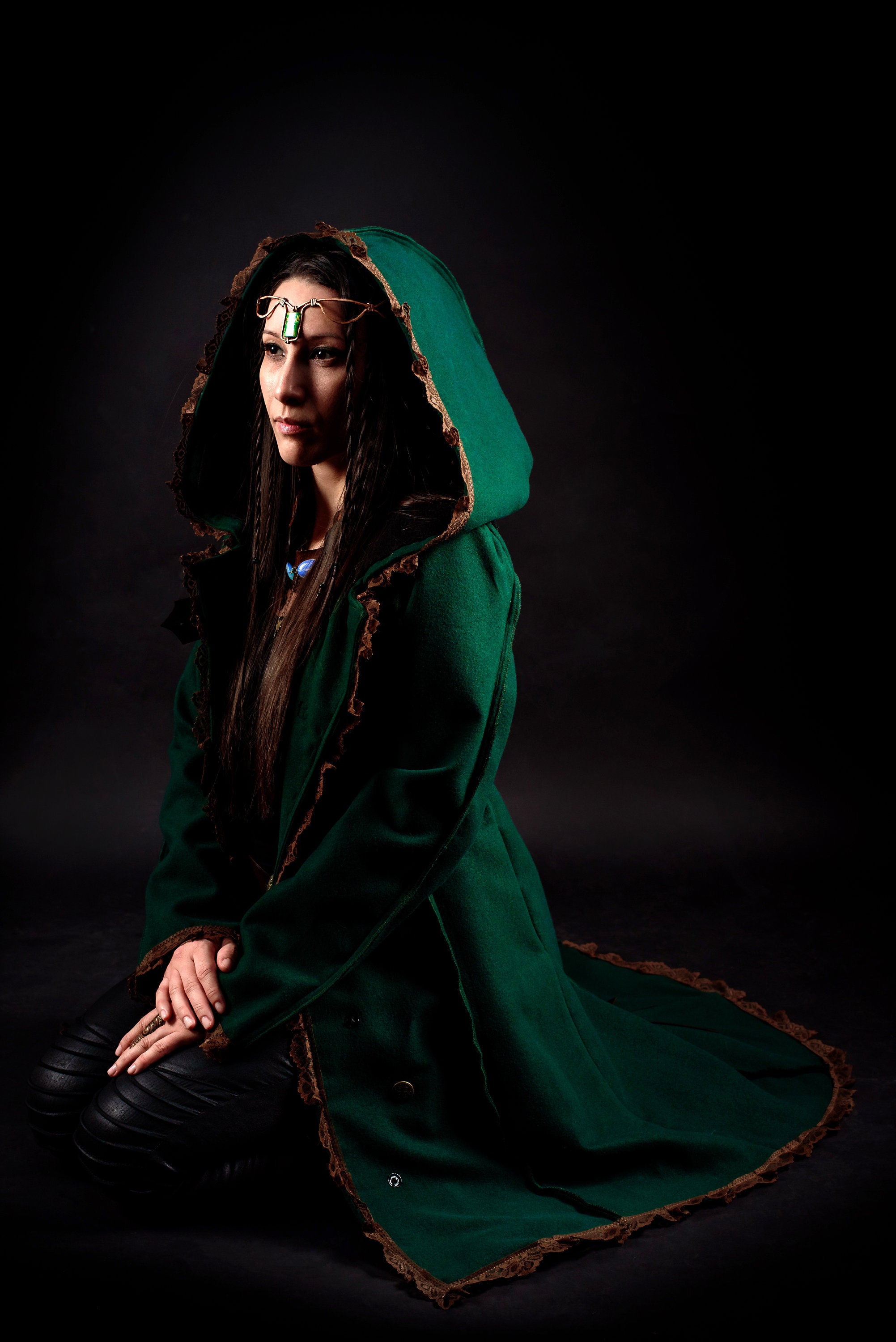 Fairy Forest Wool Hooded Coat Leather/ Psy/ Etnic/ Pagan/ Hippie/ Witch ...