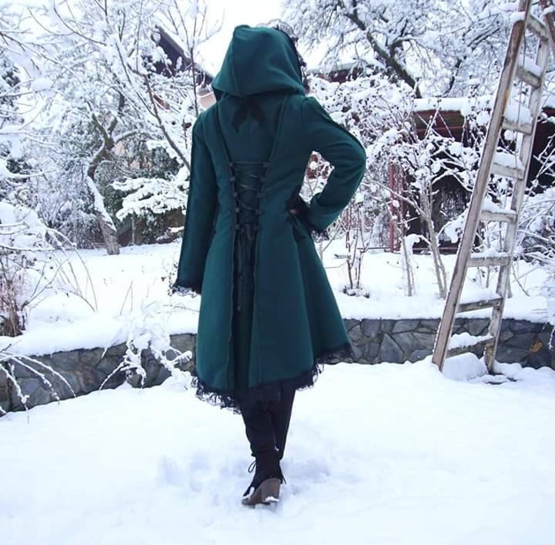 Fairy Forest Wool Hooded Coat Leather/ Psy/ Etnic/ Pagan/ Hippie/ Witch ...