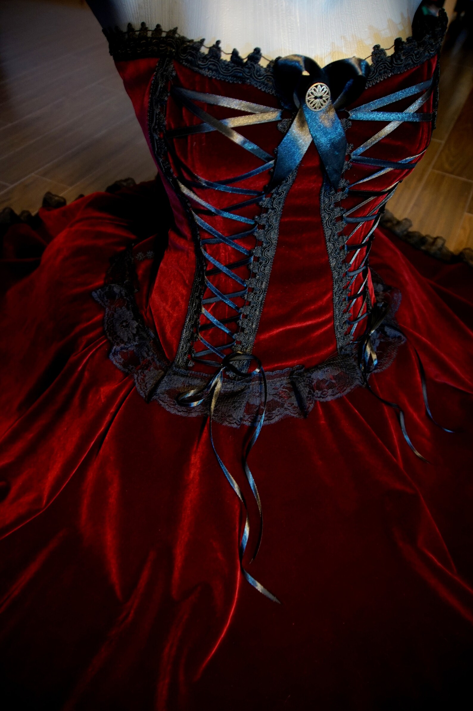 Gothic Velvet Dress With Corset and Lace/ Black Metal/ Witch /classic ...