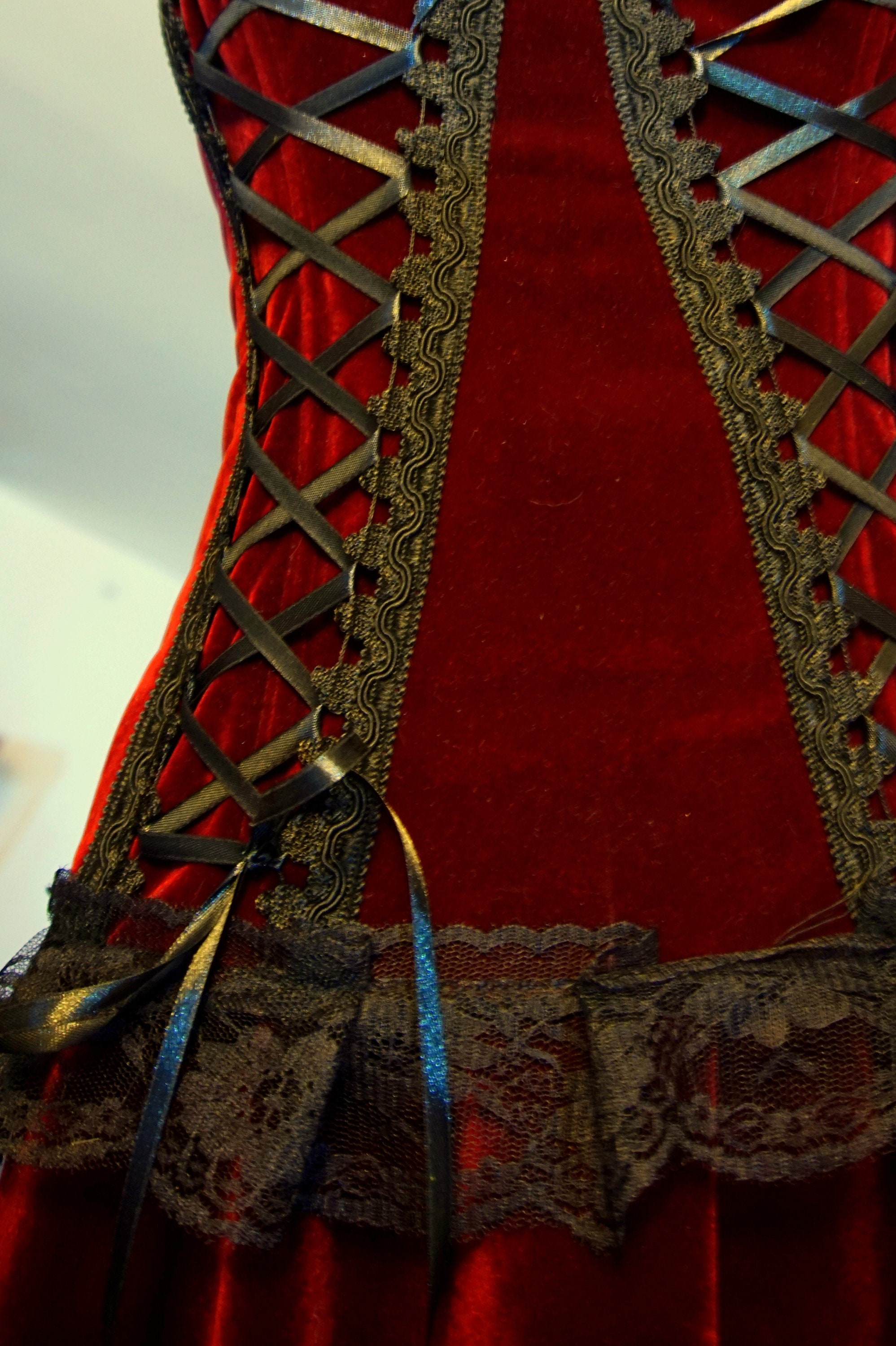 Gothic Velvet Dress With Corset and Lace/ Black Metal/ Witch /classic ...