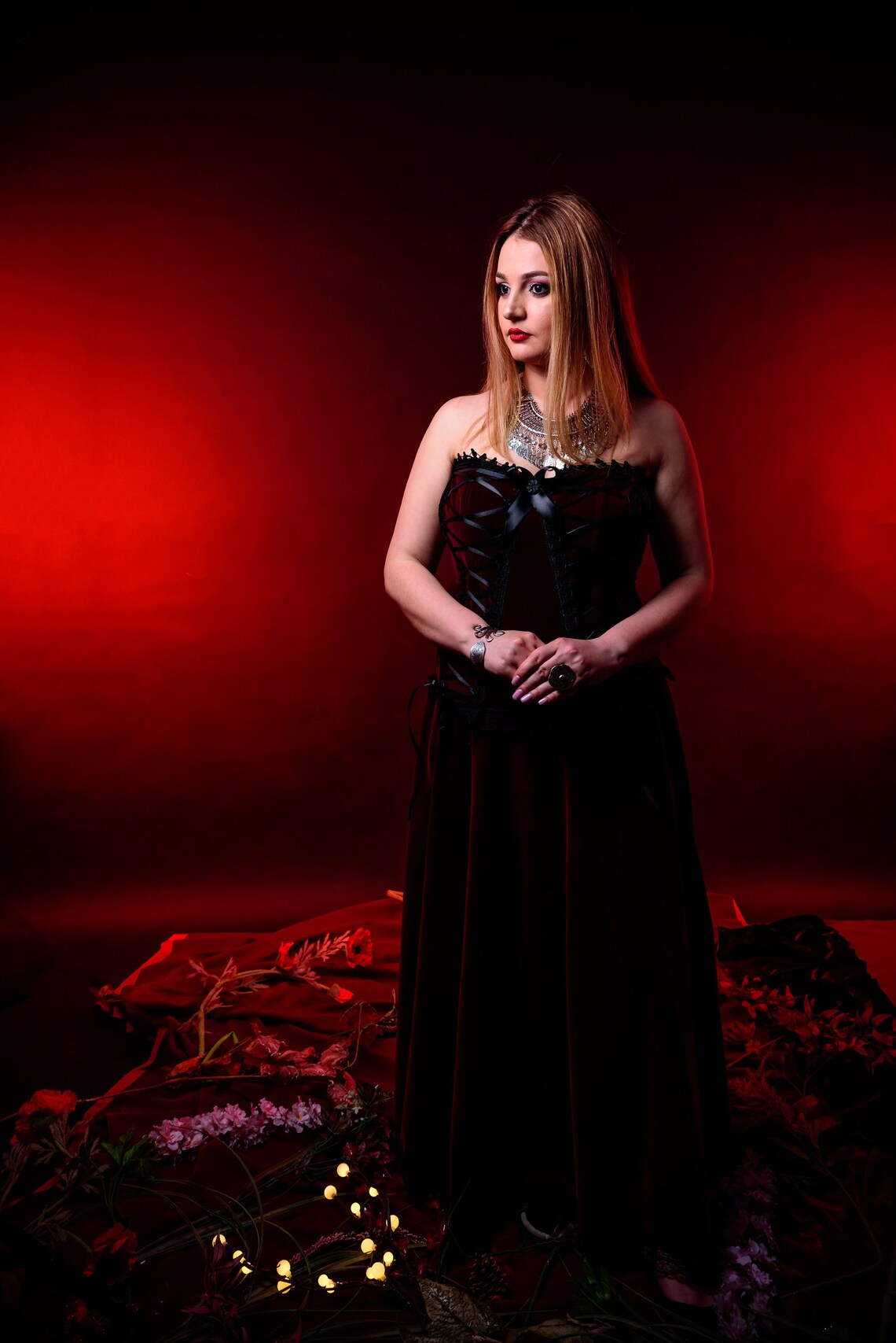 Gothic Velvet Dress With Corset and Lace/ Black Metal/ Witch - Etsy