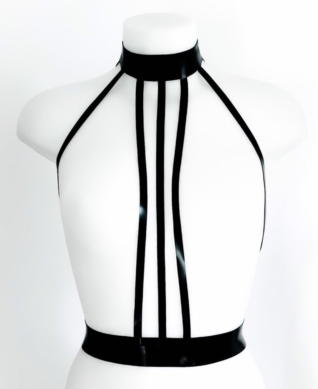 Diana's Harness Latex Burlesque Collar Black Top - Etsy