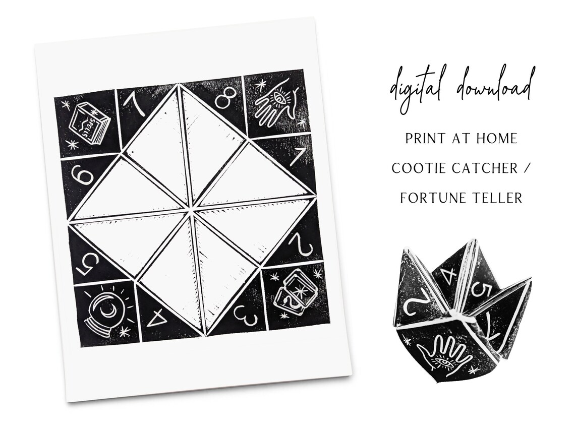 DIGITAL DOWNLOAD Printable Fortune Teller Kit Cootie Catcher, DIY Kit ...