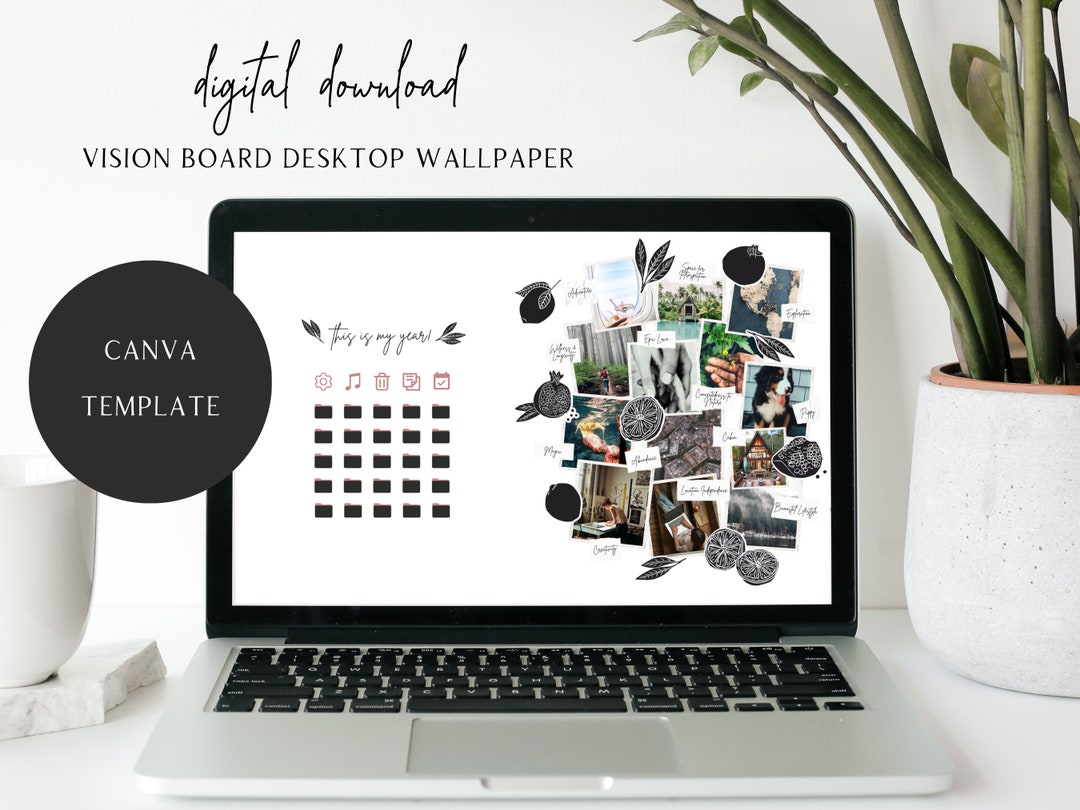 CANVA TEMPLATE - Customizable Vision Board Desktop Wallpaper ...