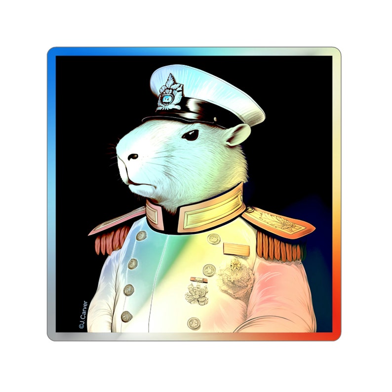 Holographic Admiral Capybara Sticker / Nautical / Funny / Cute/ Furry ...
