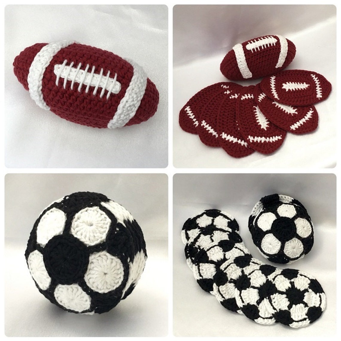 Football Coaster Sets Bundle Set PDF Crochet Patterns | Etsy