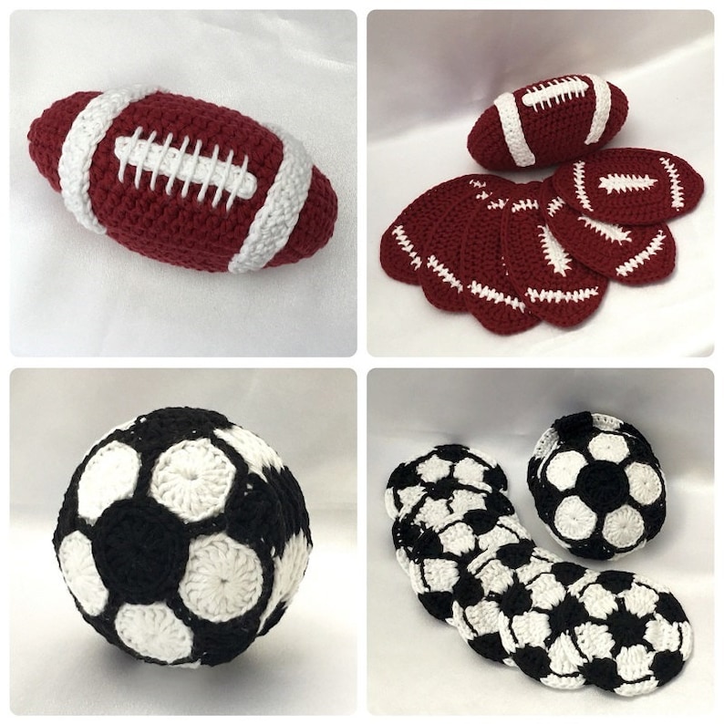 Football Coaster Sets - Bundle Set - PDF Crochet Patterns - Etsy UK