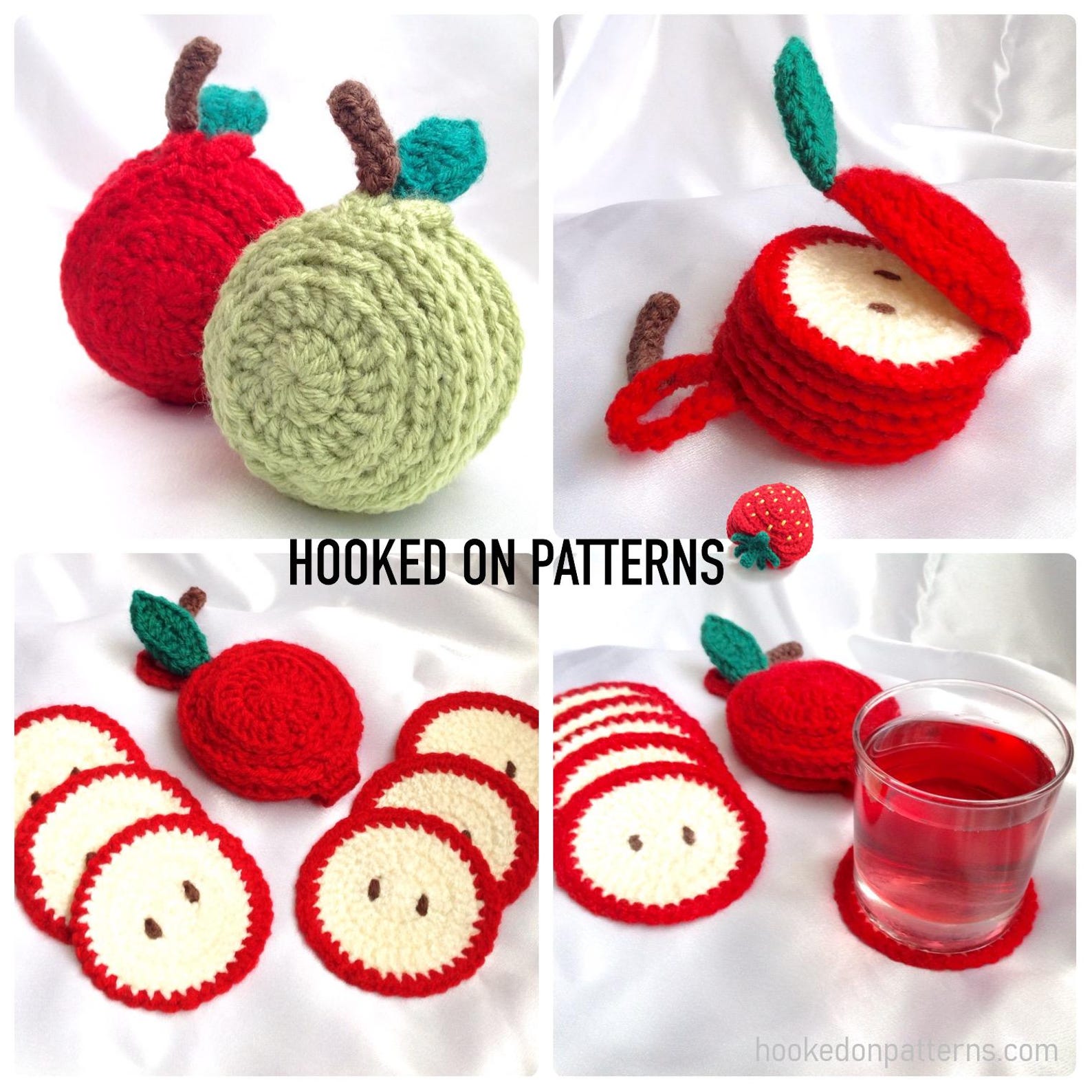 Sliced Apple Coaster Set - Crochet PDF Pattern in ENGLISH ONLY - Etsy UK