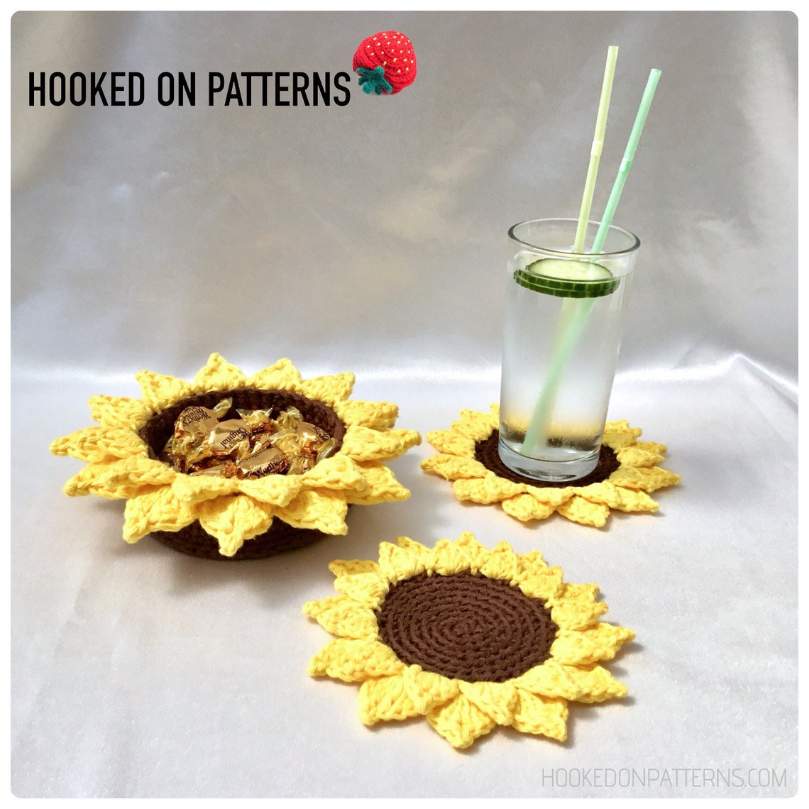Sunflower Coasters and Basket Set Crochet Pattern Fun Summer - Etsy