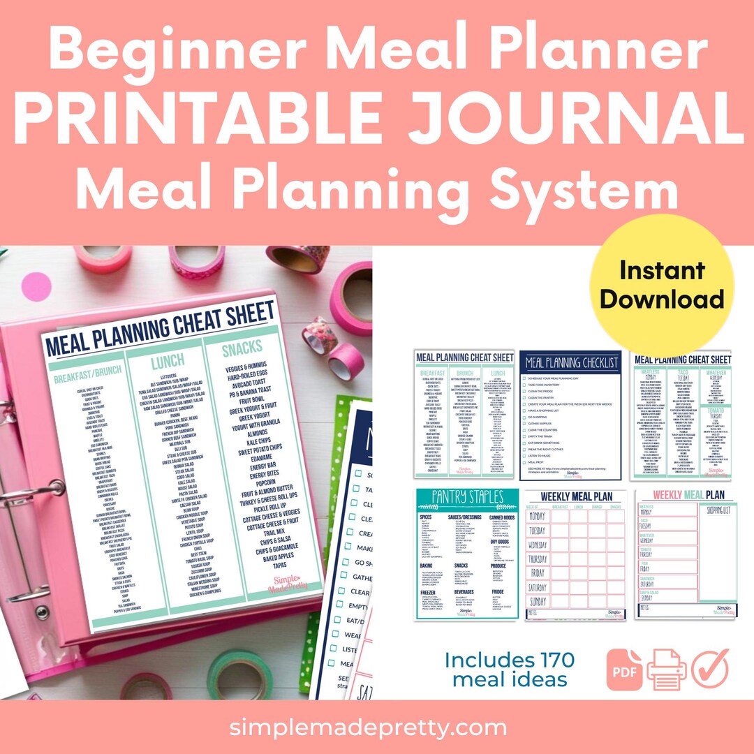 Printable Meal Planning Bundle – PDF | Easy Weekly Meal Planner, Dinner ...