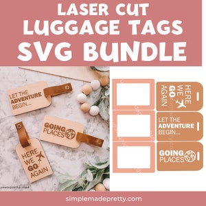 Laser Cut Luggage Tags SVG PNG Bundle | Laser Svg | Luggage Tag Svg ...