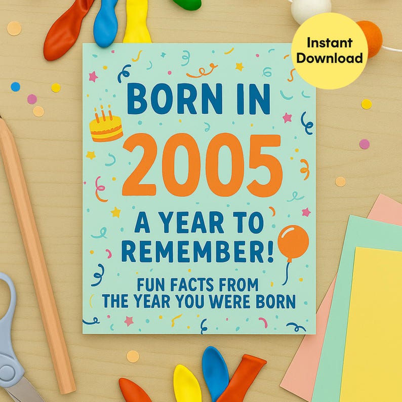 2005 Birthday Card Printable – Fun Facts Keepsake (instant Download) - Etsy