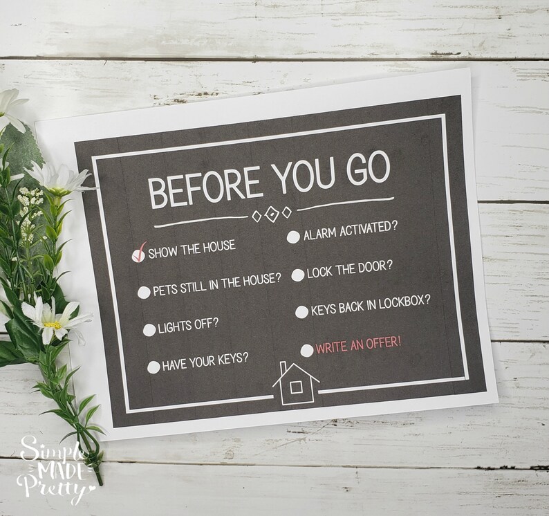 PDF: Before You Go, Checklist, Open House Welcome Sign, Realtor, Real ...