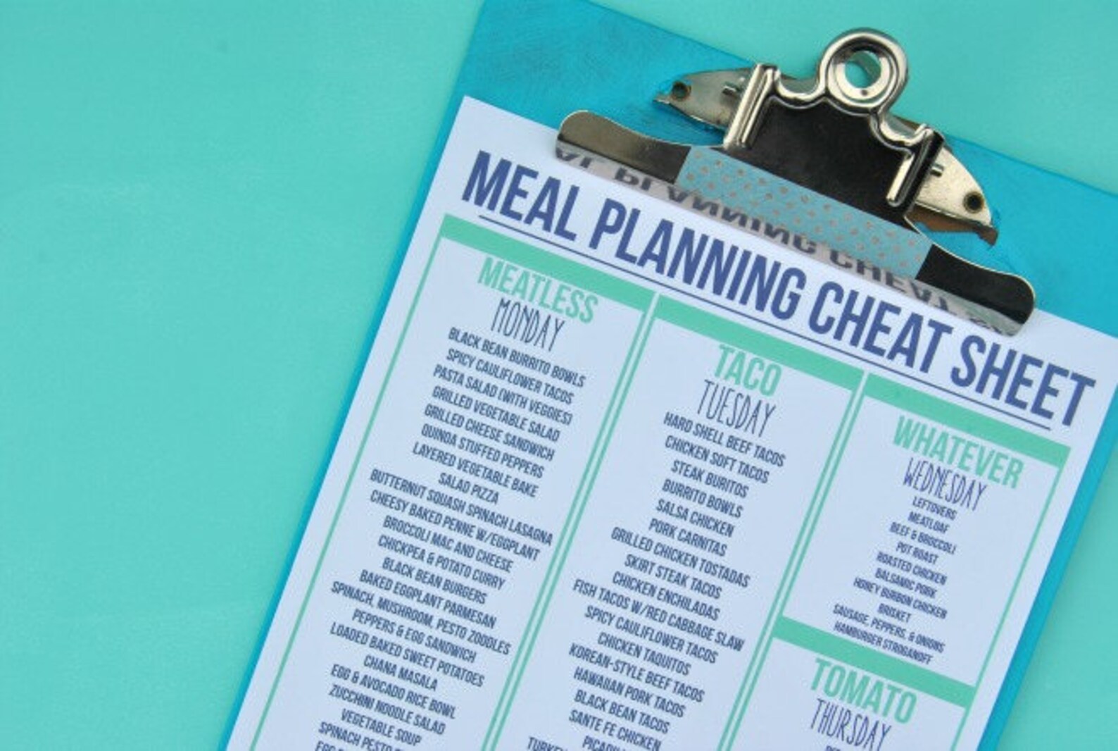 PDF: Meal Planning Cheat Sheet Dinner Ideas Meal Planning - Etsy
