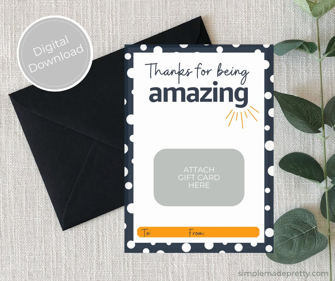 PDF: Thanks for Being Amazing Thank You Card Amazon Gift - Etsy