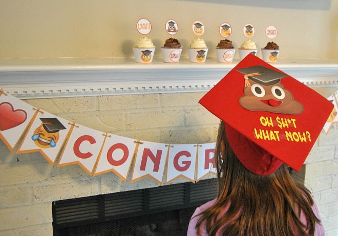 PDF: Emoji Party, Emoji Cupcakes, Graduation Cap, Graduation Cap Decor ...