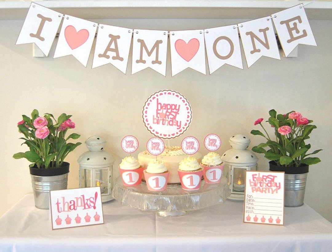 PDF: Baby's First Birthday, 1st Birthday, Girl's Birthday, Pink ...