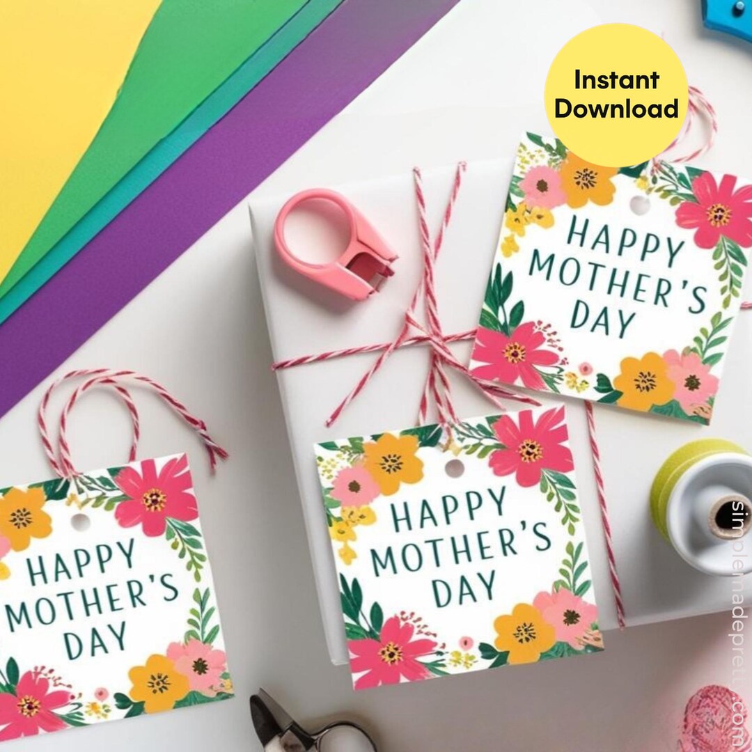 Floral Mother's Day Gift Tags – Printable Flower Tags (instant Download ...