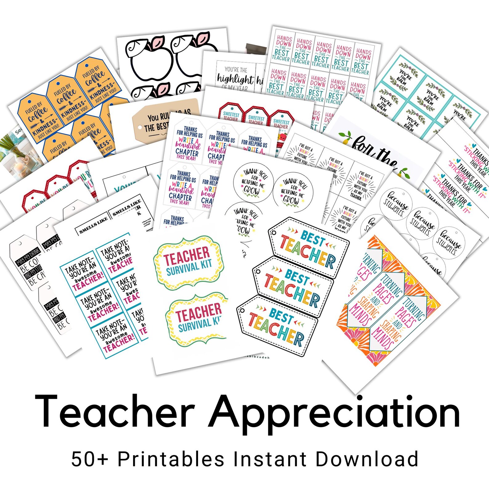 Teacher Appreciation Printables MEGA Bundle – Gift Tags & Cards ...