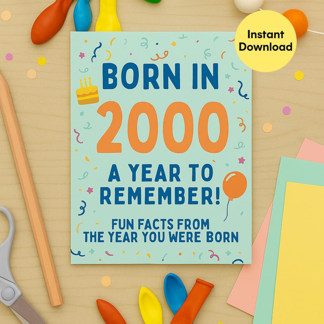 Born in 2000 Birthday Card – Fun Facts Keepsake (digital Download) - Etsy