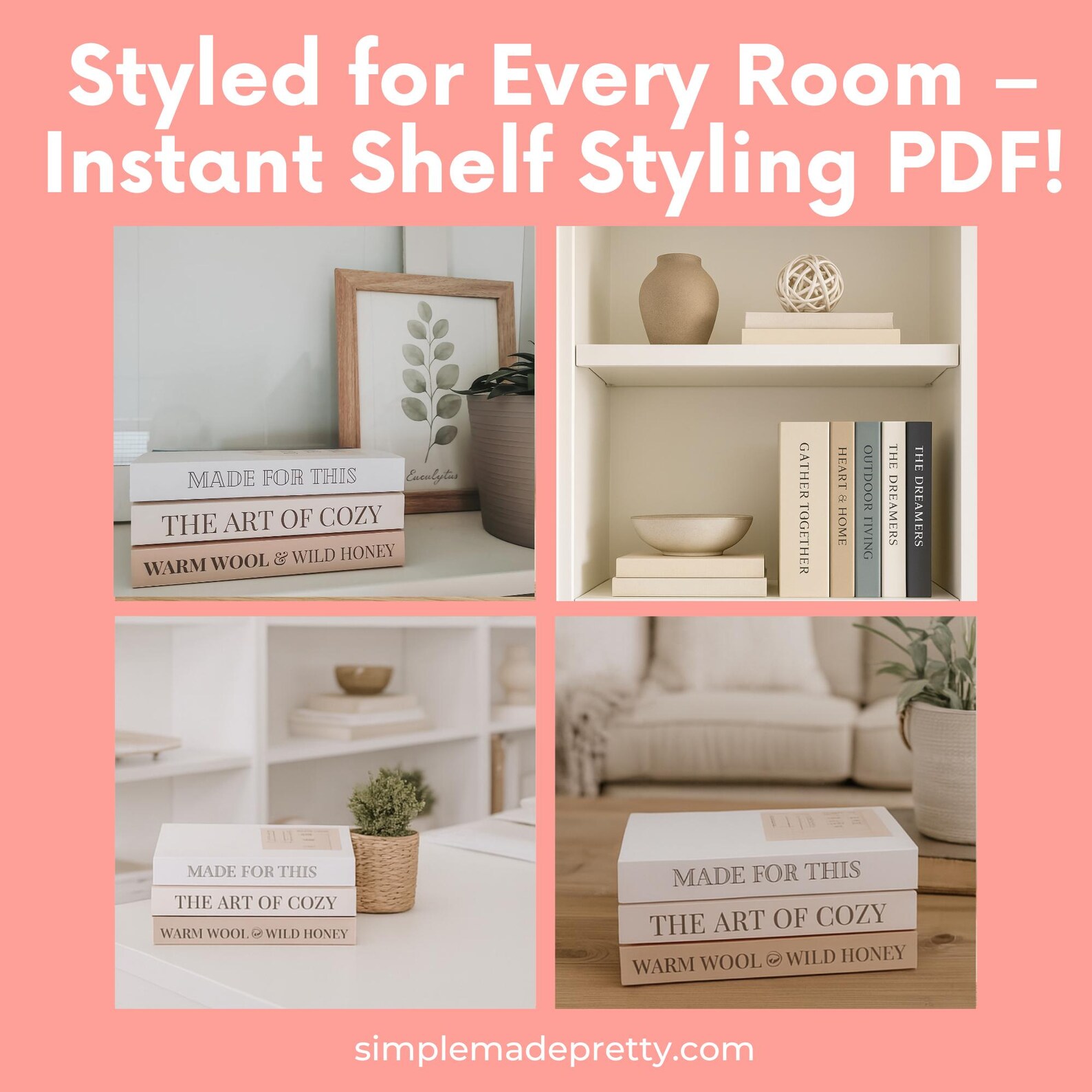 Printable Faux Book Covers – Neutral Shelf Styling Decor (instant ...