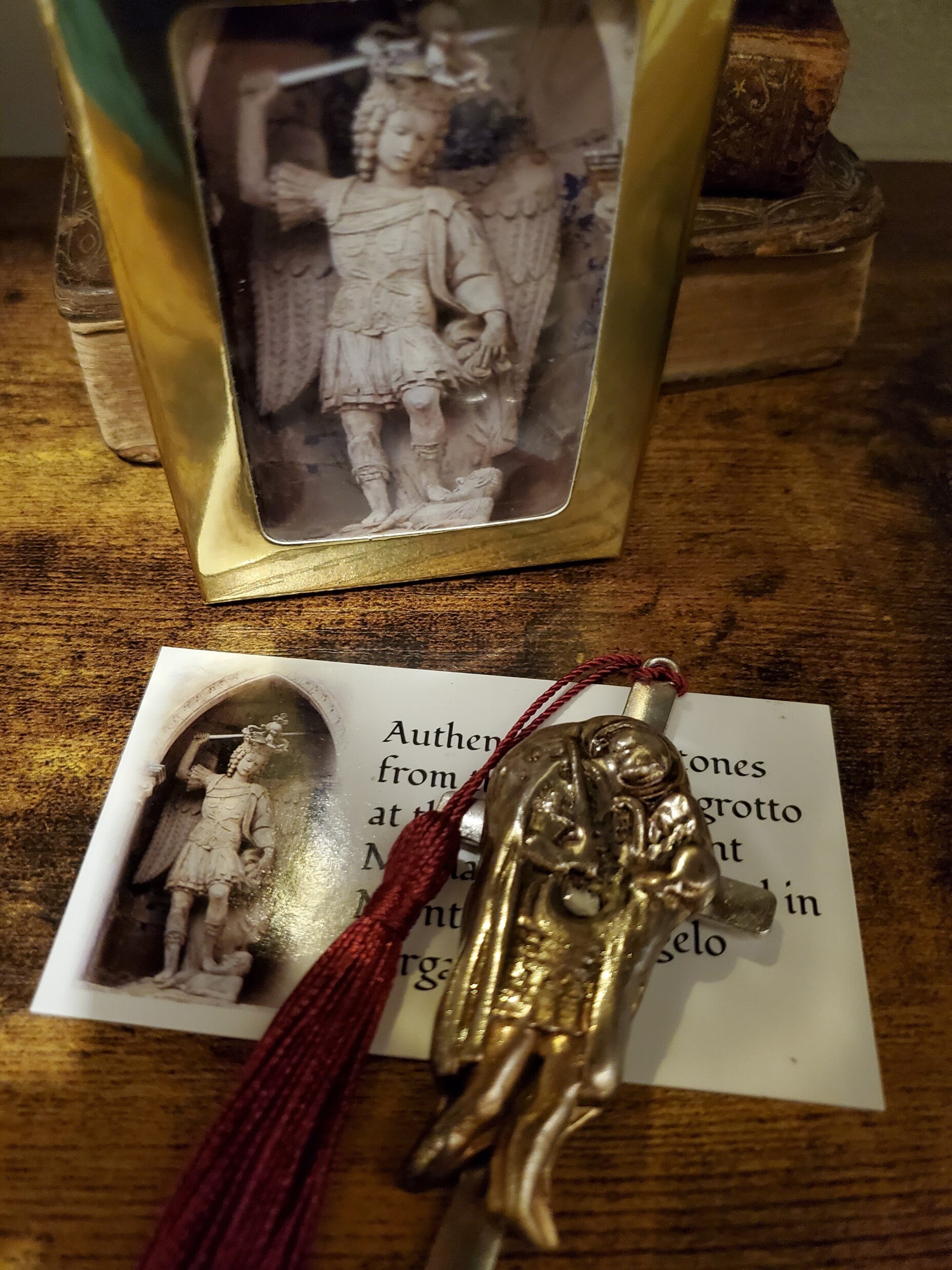 St. Michael Cross With Relic Cave Stone From Cave in Monte Santangelo ...