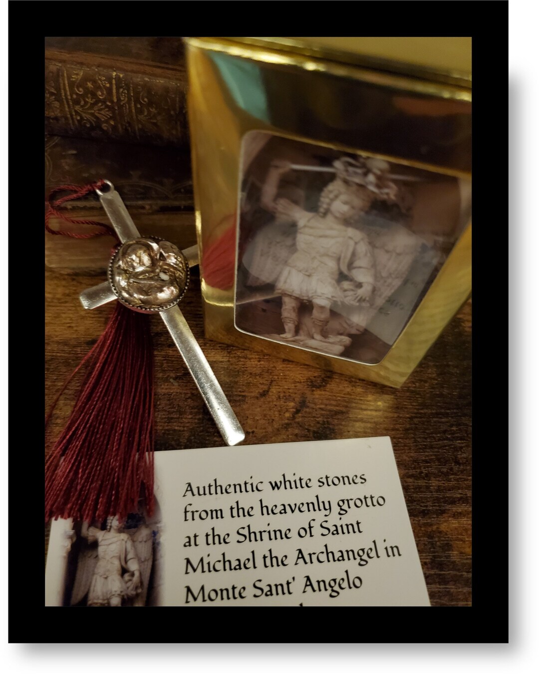 St. Michael Prayer Cross Cave Stone From Cave in Monte Santangelo ...