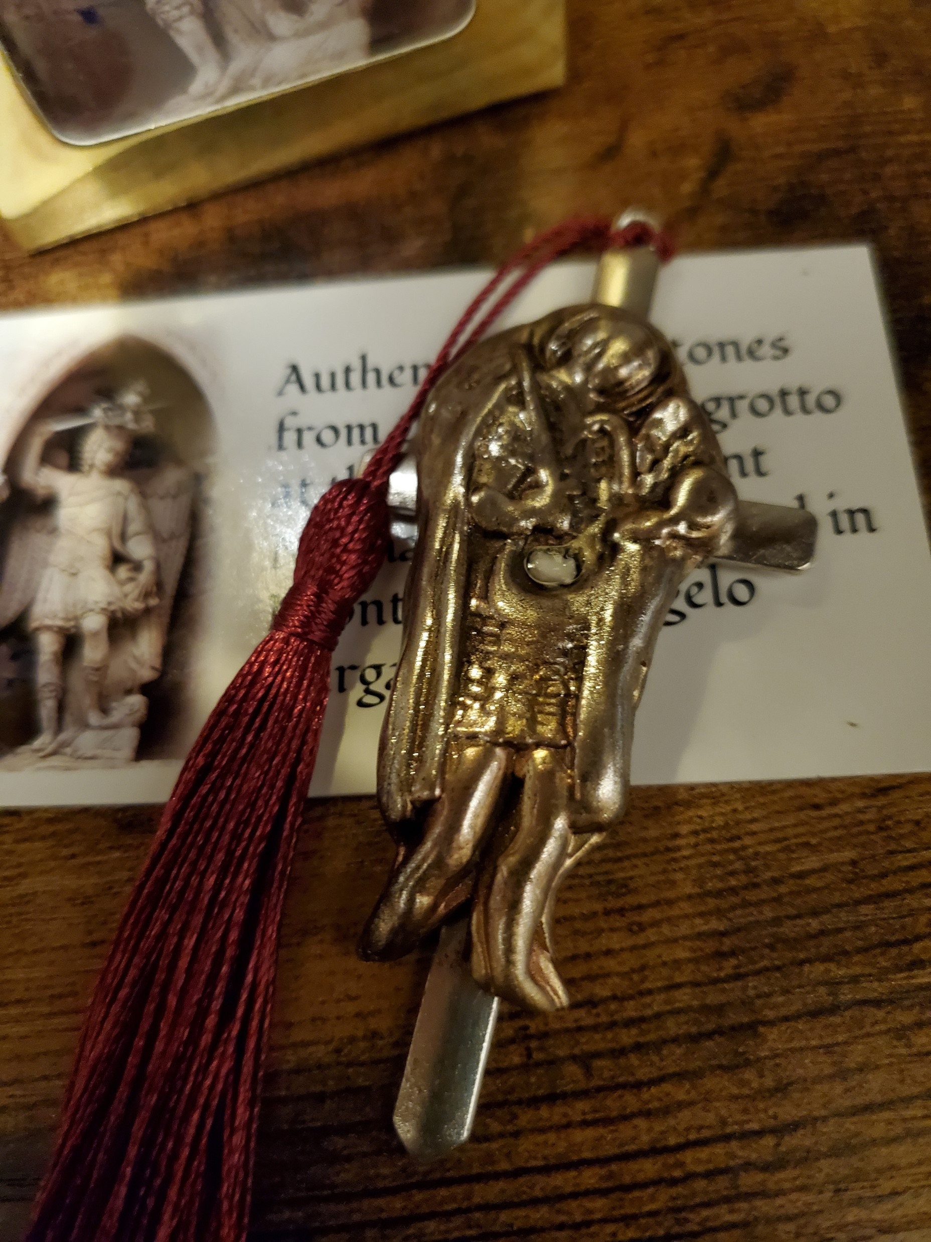 St. Michael Cross With Relic Cave Stone From Cave in Monte Santangelo ...