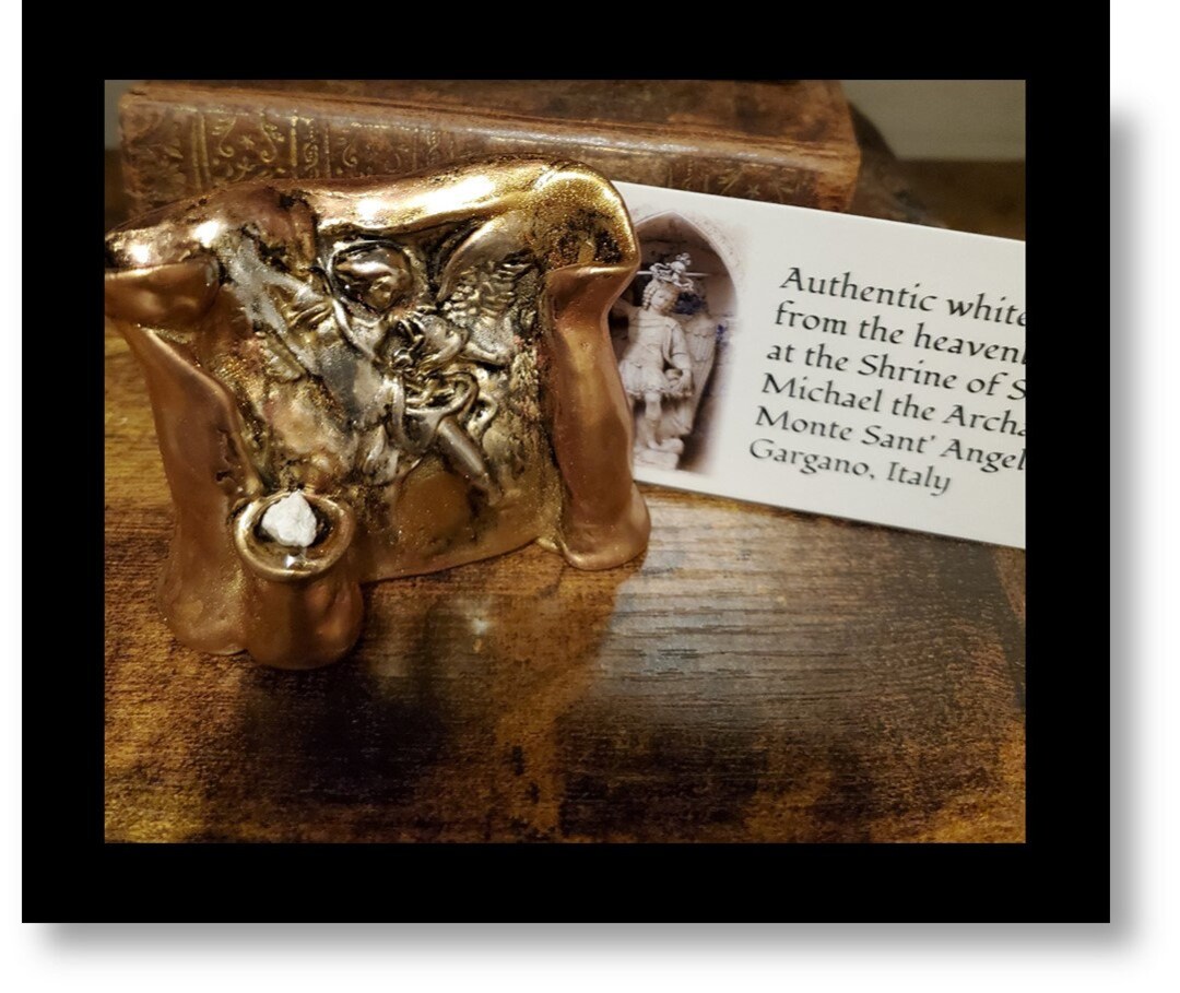 St. Michael Angel Reliquary With Cave Stone From Monte Santangelo ...