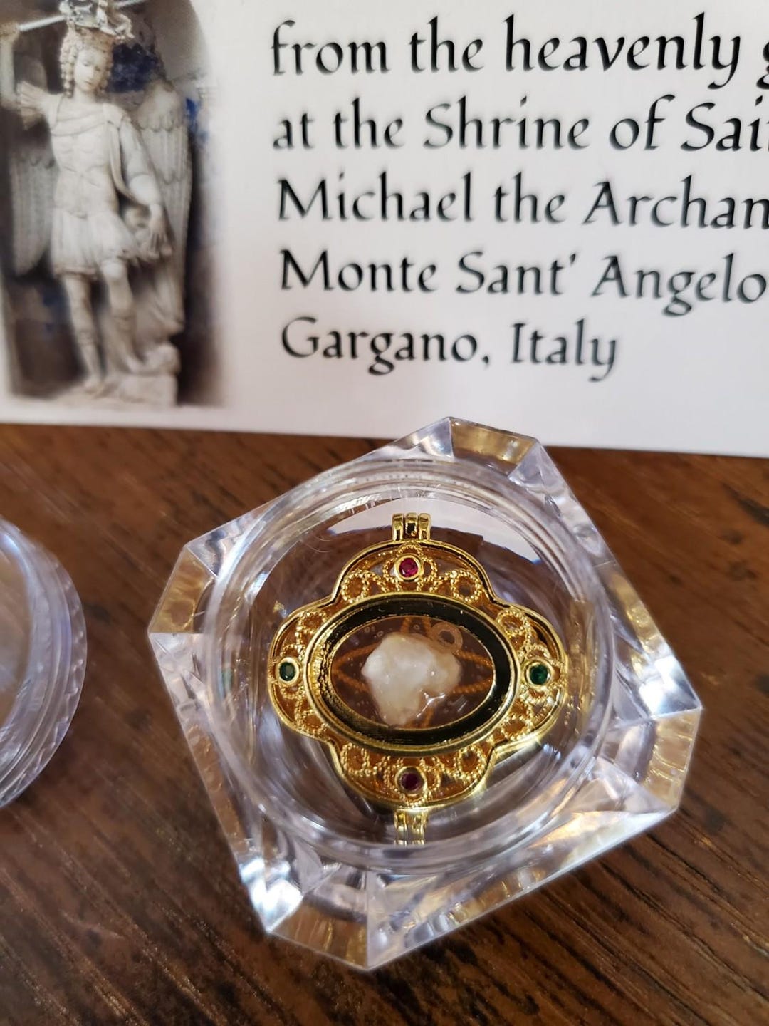 St. Michael Filigree Prayer Reliquary With Stone From Cave in Monte ...