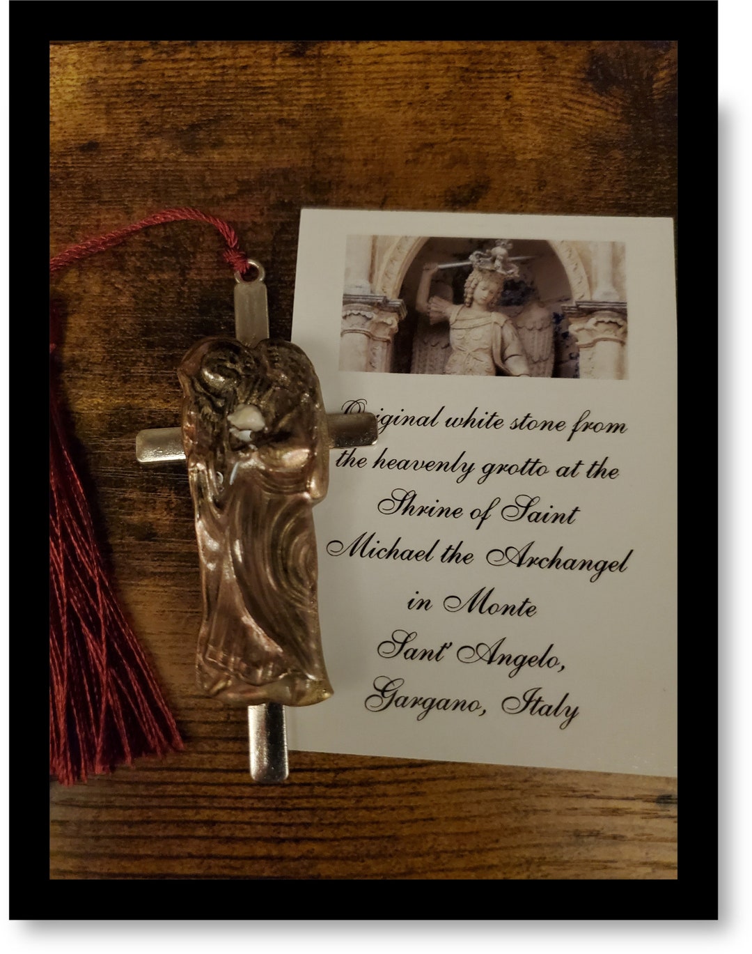 St. Michael Prayer Cross With Relic Cave Stone From Cave in Monte Sant ...