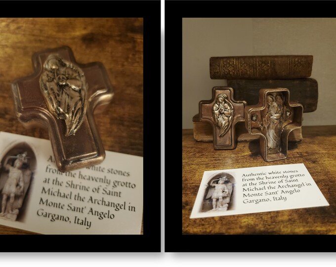 St. Michael Cross Reliquary With Cave Stones From Cave in Monte ...