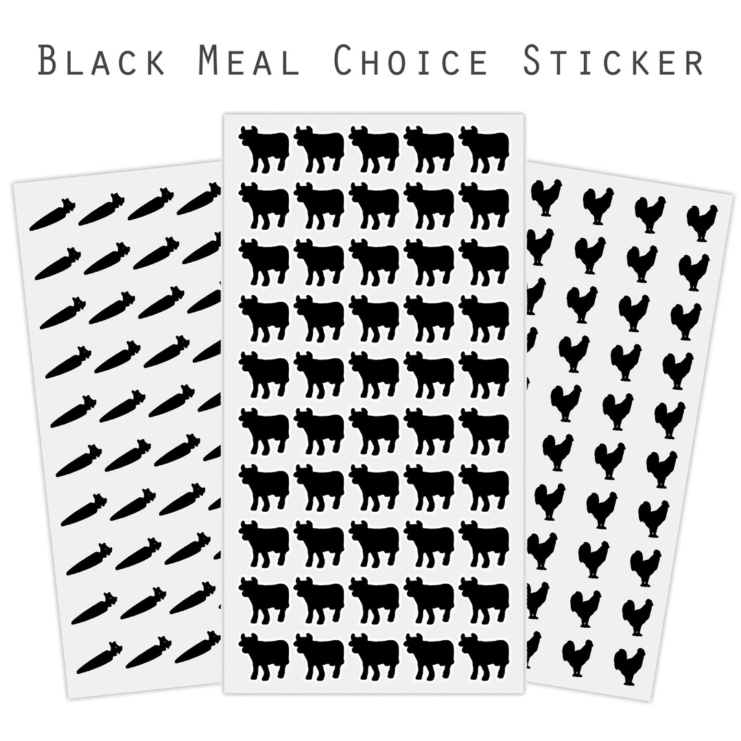 50 Black Meal Stickers - Wedding Choice Stickers - Set of 50 Stickers ...