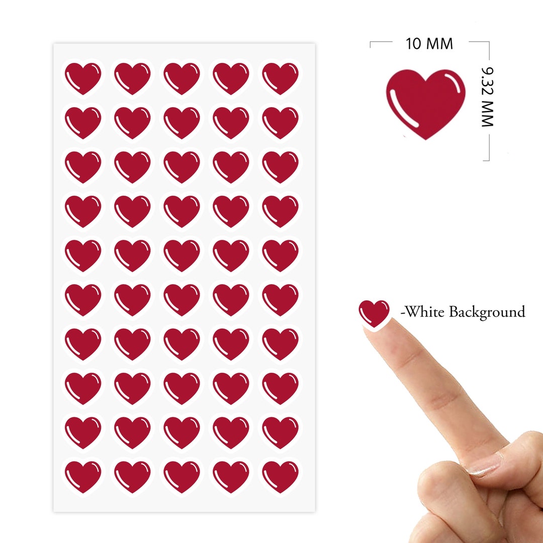 50 Tiny Heart Stickers | Cute Heart Planner Stickers| Mini Red Heart ...