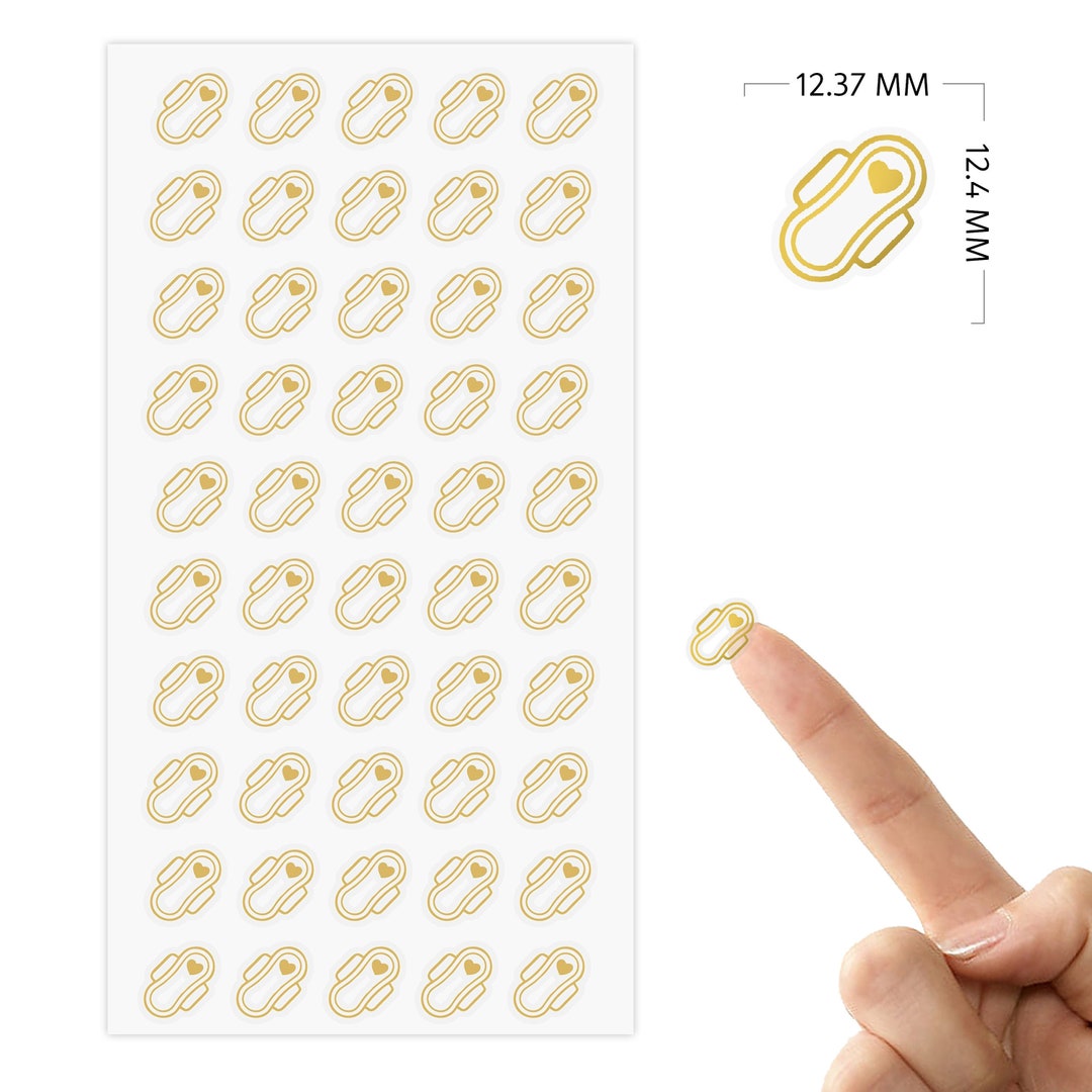 50 Period Tracker Planner Stickers | Gold Metallic Foil Period Stickers ...