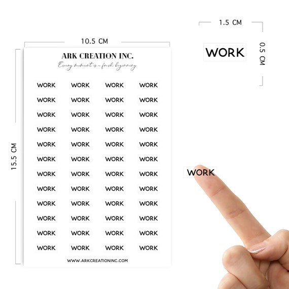 Matte Text Planner Sticker WORK Sticker Planner Stickers - Etsy