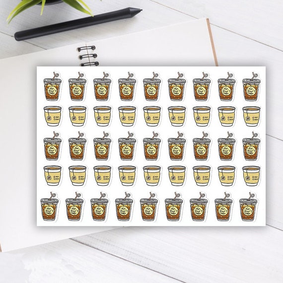 45 Coffee Sticker Hand Drawn Planner Sticker Functional | Etsy